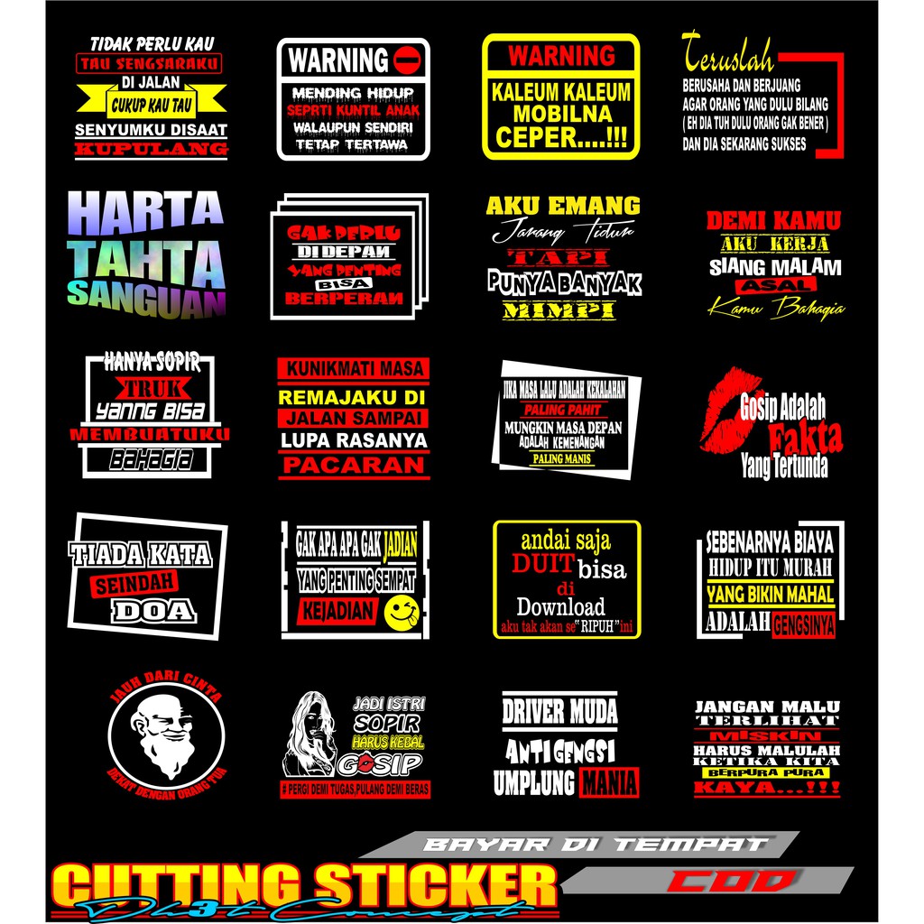 Jual Stiker Kata Kata Kaca Mobil Sticker Lucu Truck Pick Up Bus All Mobil | Shopee Indonesia