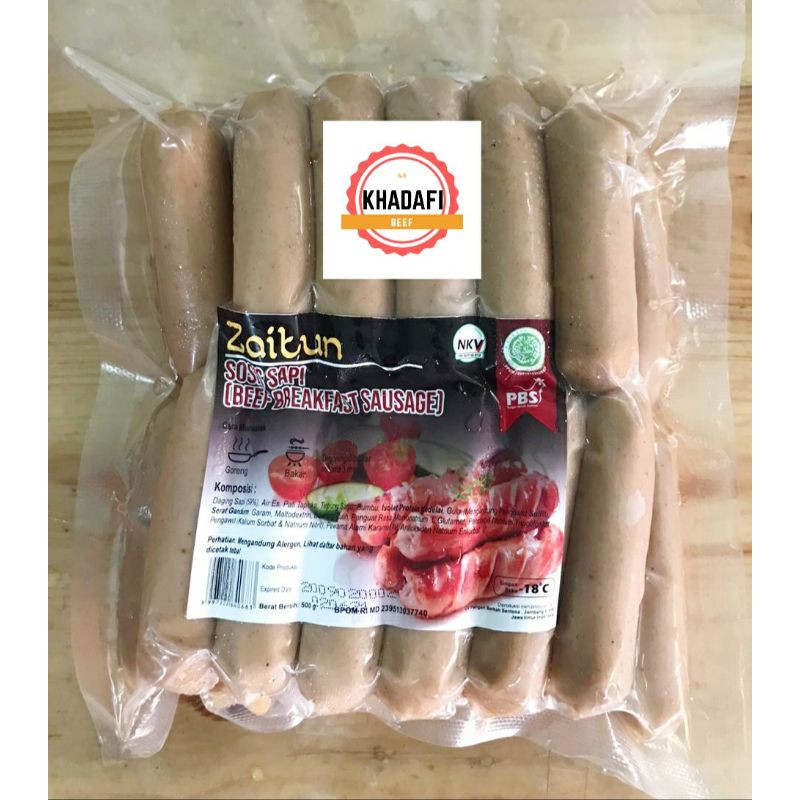 Jual SOSIS SAPI ZAITUN BEEF BREAKFAST SAUSAGE 500 GRAM HALAL DAN MURAH ...