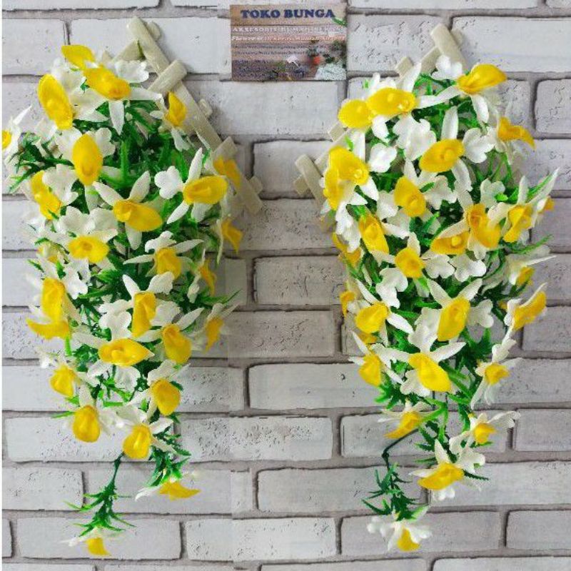 Jual rangkaian bunga anggrek rambat artificial dengan pot wajik bunga ...