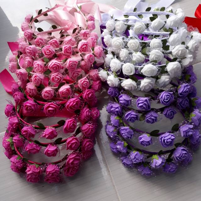 Jual bando bunga chantik/flowercrown mahkota bunga/ bunga spon, bisa ...