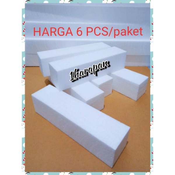 Jual Pegangan buket busa Styrofoam bukan foam paket 6 pcs ukuran 5x5x20 ...