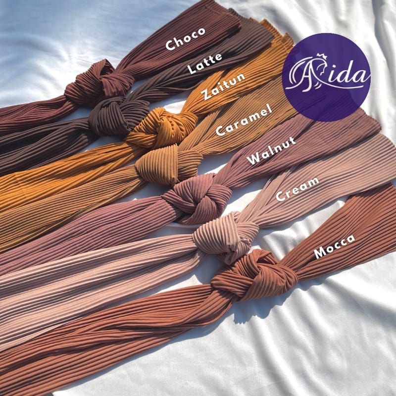Jual Pasmina Full Plisket Lidi Kecil Tanpa Garis Tengah hijab by aida | Shopee Indonesia