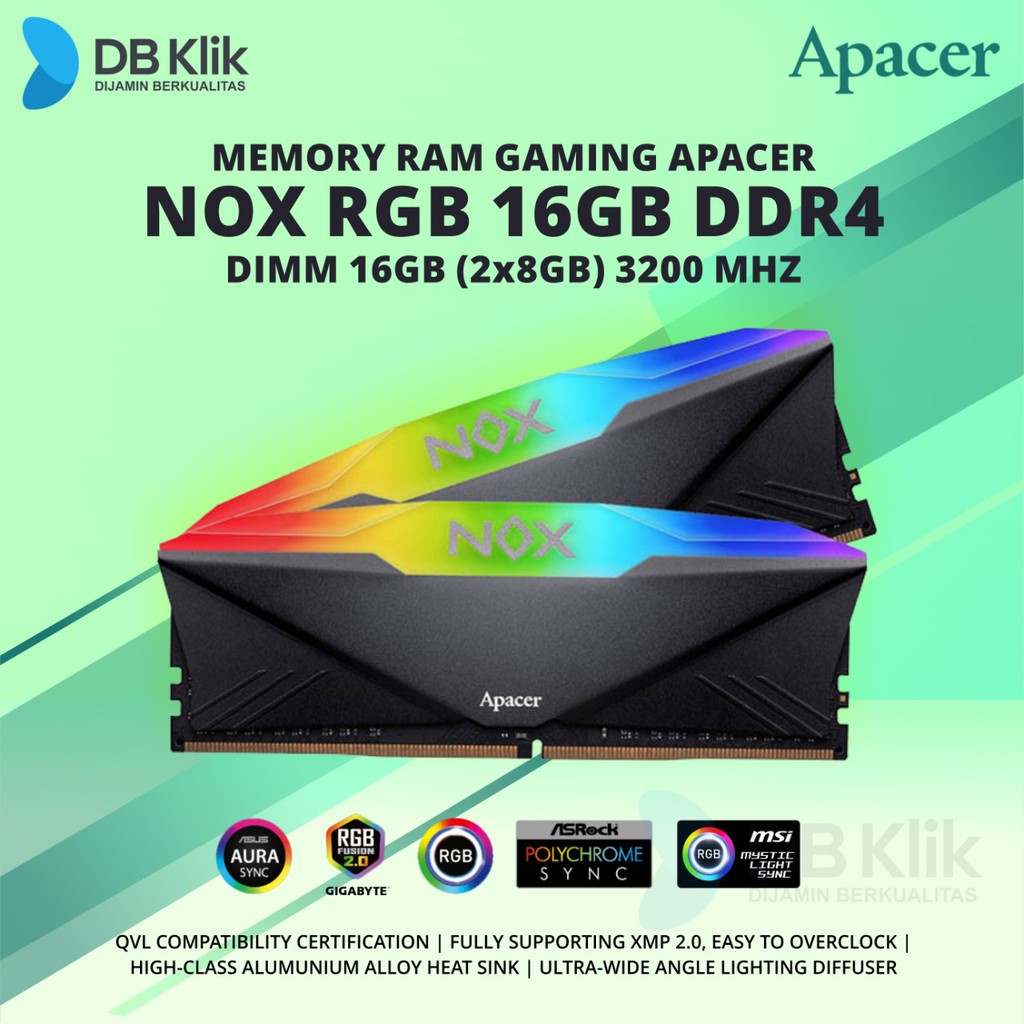 Memory RAM Gaming APACER NOX RGB DDR4 DIMM 16GB (2x8GB) 3200 MHz ...
