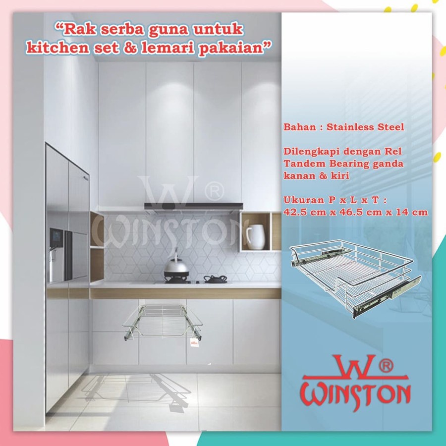Jual Rak Tarik Stainless Winston WW 007 D 50 cm for Kitchen Set Kabinet ...