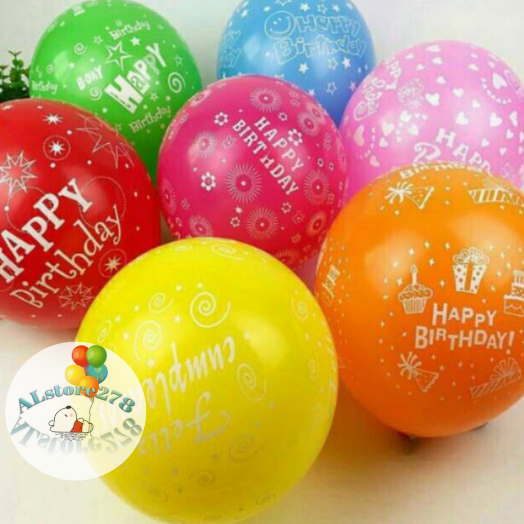 Jual Balon latex hbd mix / balon latex / balon motif happy birthday mix ...