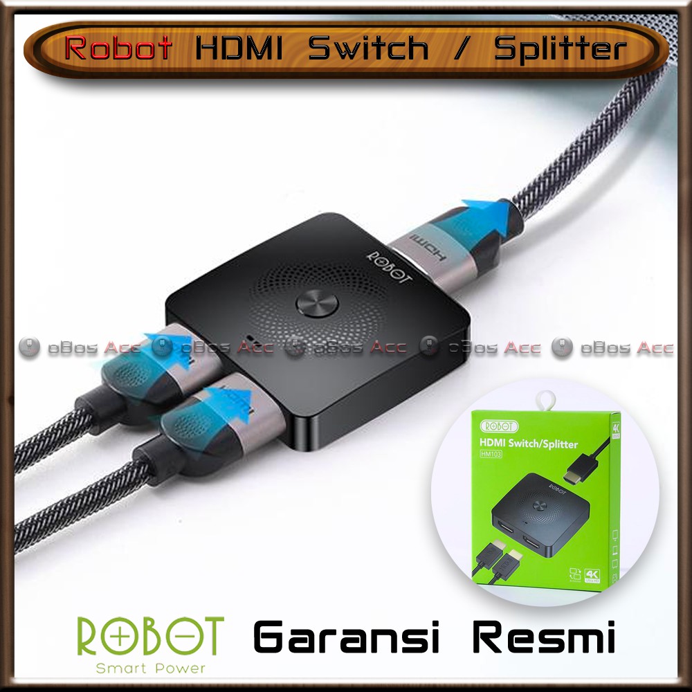 Jual HDMI Switch Splitter Robot HM103 Switcher 2 Port Ultra 4K Indonesia|Shopee Indonesia