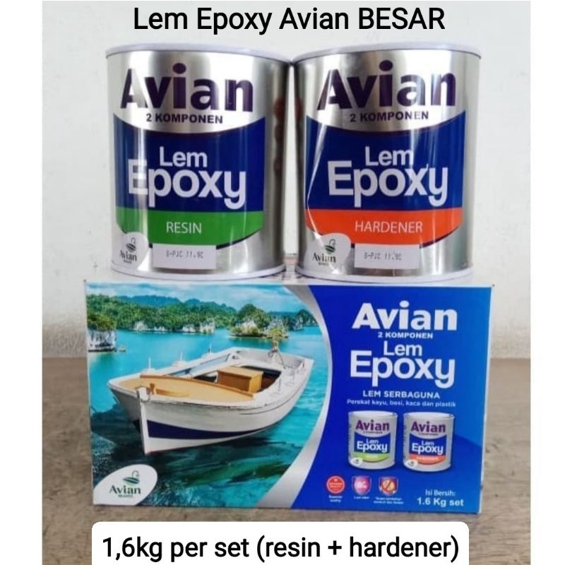 Jual Lem Epoxy Avian 2 komponen Resin dan Hardener Besar 1,6kg . Lem ...