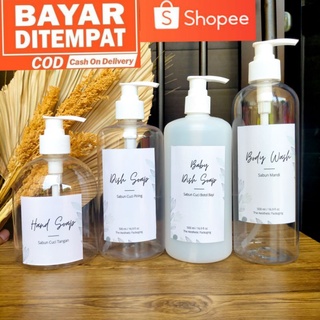 Jual (COD) Botol pump 500ml + stiker anti air , the aesthetic packaging ...