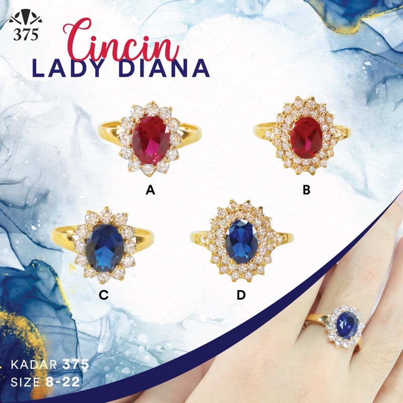Jual CINCIN LADY DIANA ROYAL BLUE BATU BIRU / RED EMERALD BATU MERAH ...