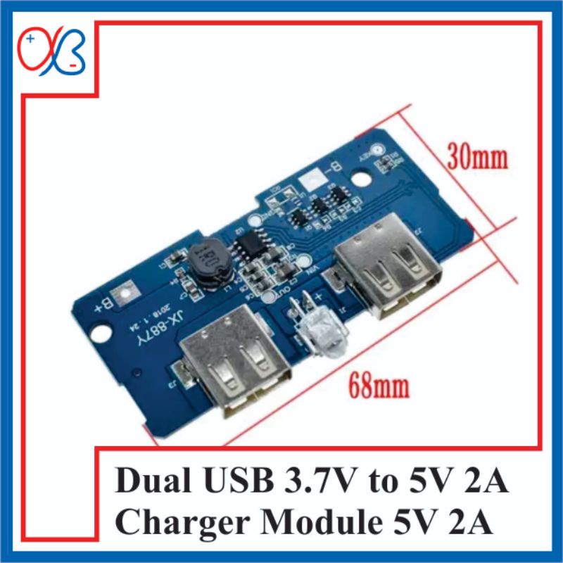 Jual Modul Board Power Bank Dual Micro USB 3.7V to 5V 2A DIY 18650 ...