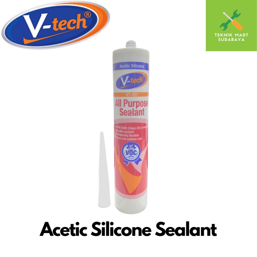 Jual Lem Silikon / Acetic Silicone / All Purpose Sealant VTECH 270 ML ...