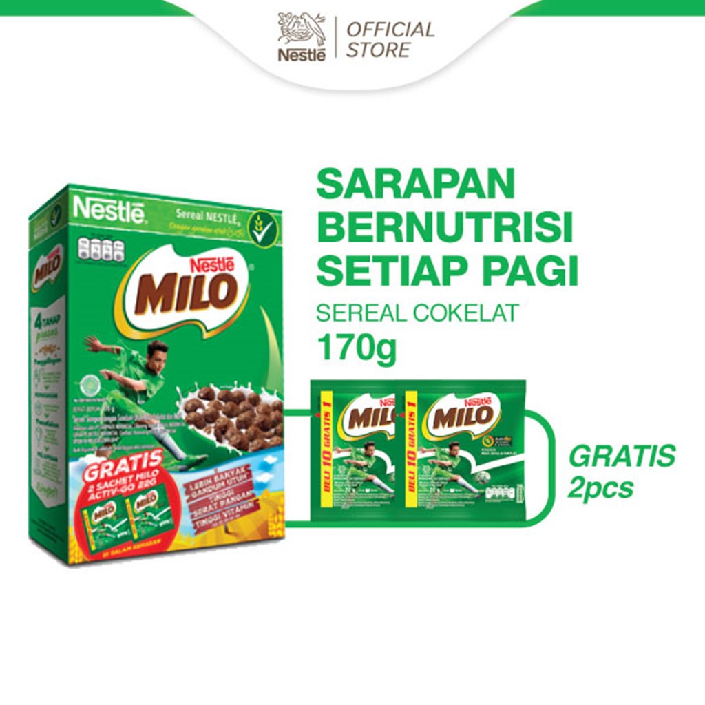Jual Nestle MILO Cereal Sarapan Sereal Cokelat 170g Gratis MILO ...