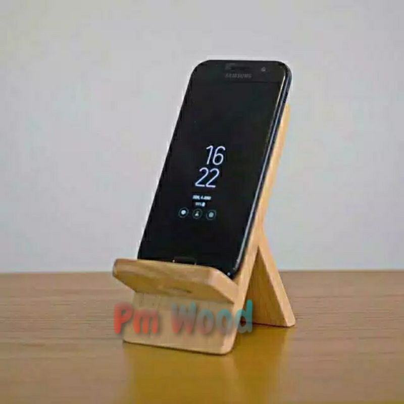 Jual stand holder hp/dudukan hp/standing hp kayu solid Indonesia|Shopee ...