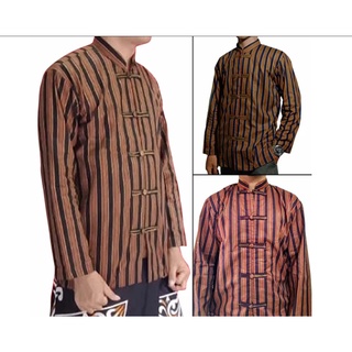 Jual Baju Surjan Lurik Hitam Putih Batik Pria Baju Adat Jawa Baju Lurik Jawa Lurik Jawa Surjan ...