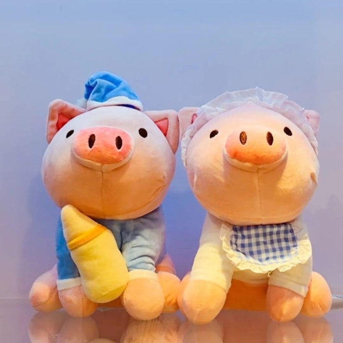 Jual Miniso Pajamas Pig Series Plush Toy Milk Feeder Bottle Bib Boneka ...