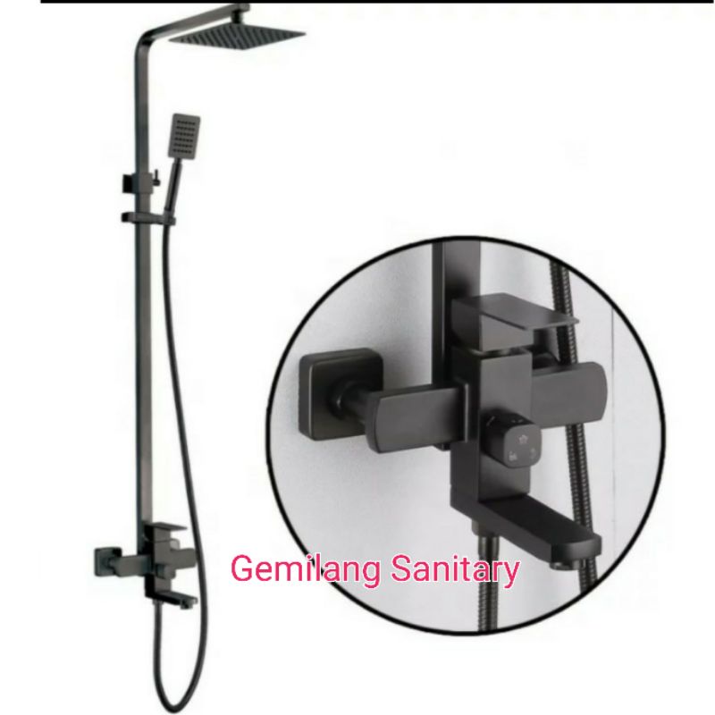 Jual Shower Tiang Hitam Mixer Kotak Model Toto / Shower Columnt Hitam ...