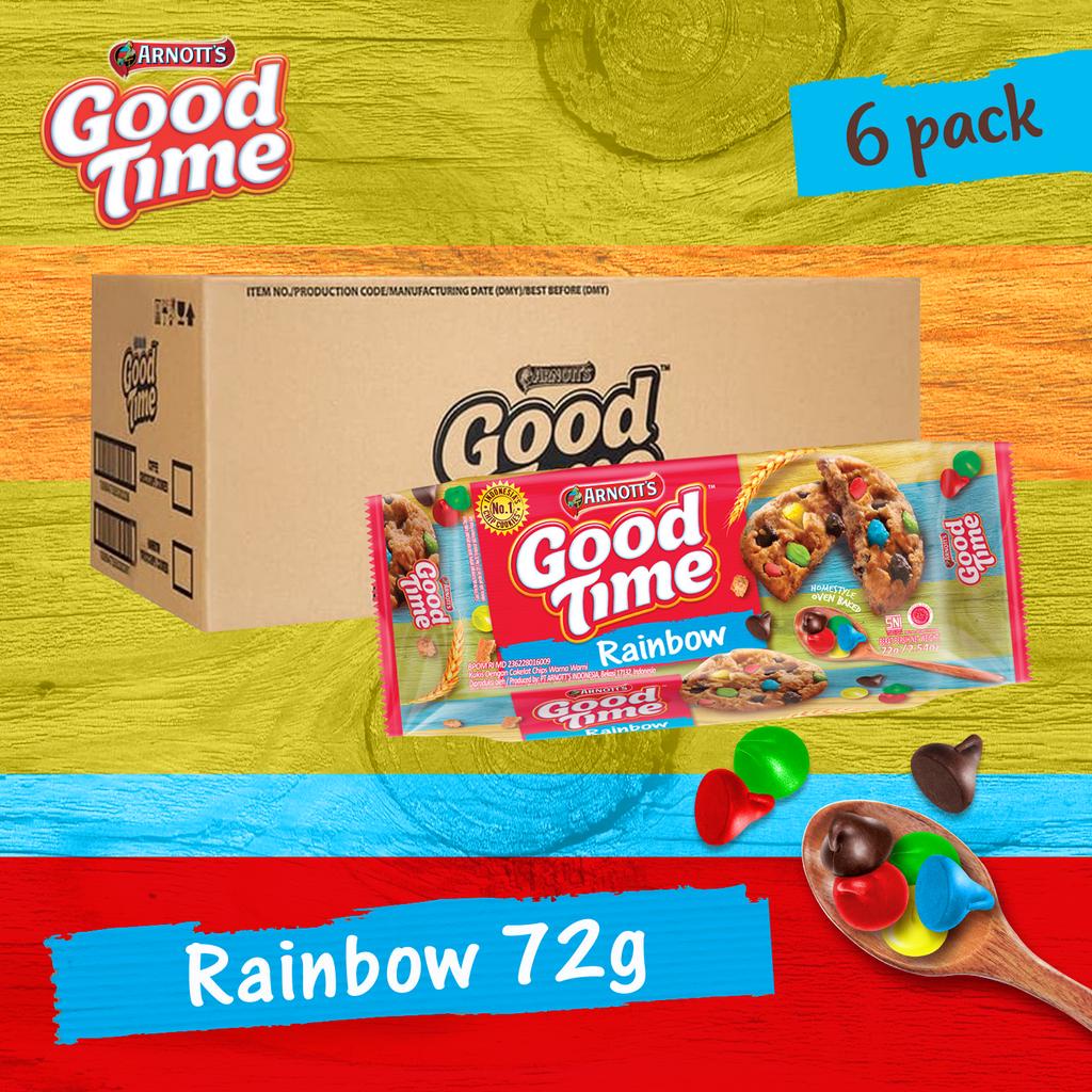 Jual Good Time Rainbow Chocochips Cookies 72gr 6-Pack Multi Pack ...