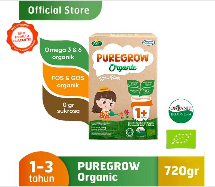Jual Puregrow Organic - Susu Formula Organik 1-3 Tahun 720gr Girl ...