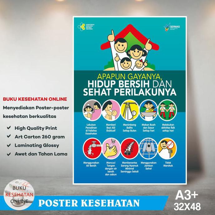Jual Poster Kesehatan PERILAKU HIDUP BERSIH DAN SEHAT 2 - LAMINATING ...
