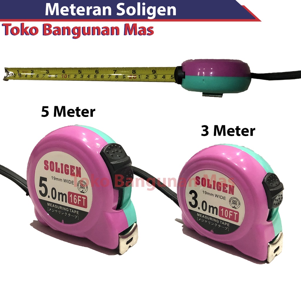 Jual Meteran SOLIGEN 3 M -5 M Meter Alat Ukur Rol Measuring Tape ...