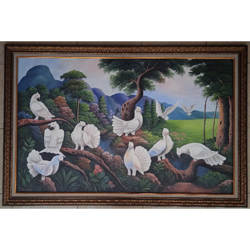 Jual Lukisan Burung Merpati + Bingkai Pigura (Ukuran 135cm x 85cm ...