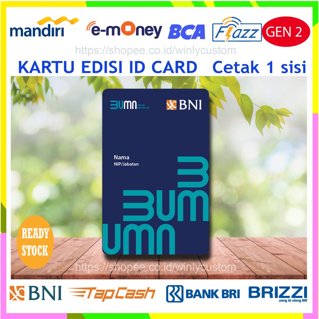 Jual KARTU E MONEY ID CARD TAPCASH BNI EMONEY CUSTOM E TOLL KARTU ...