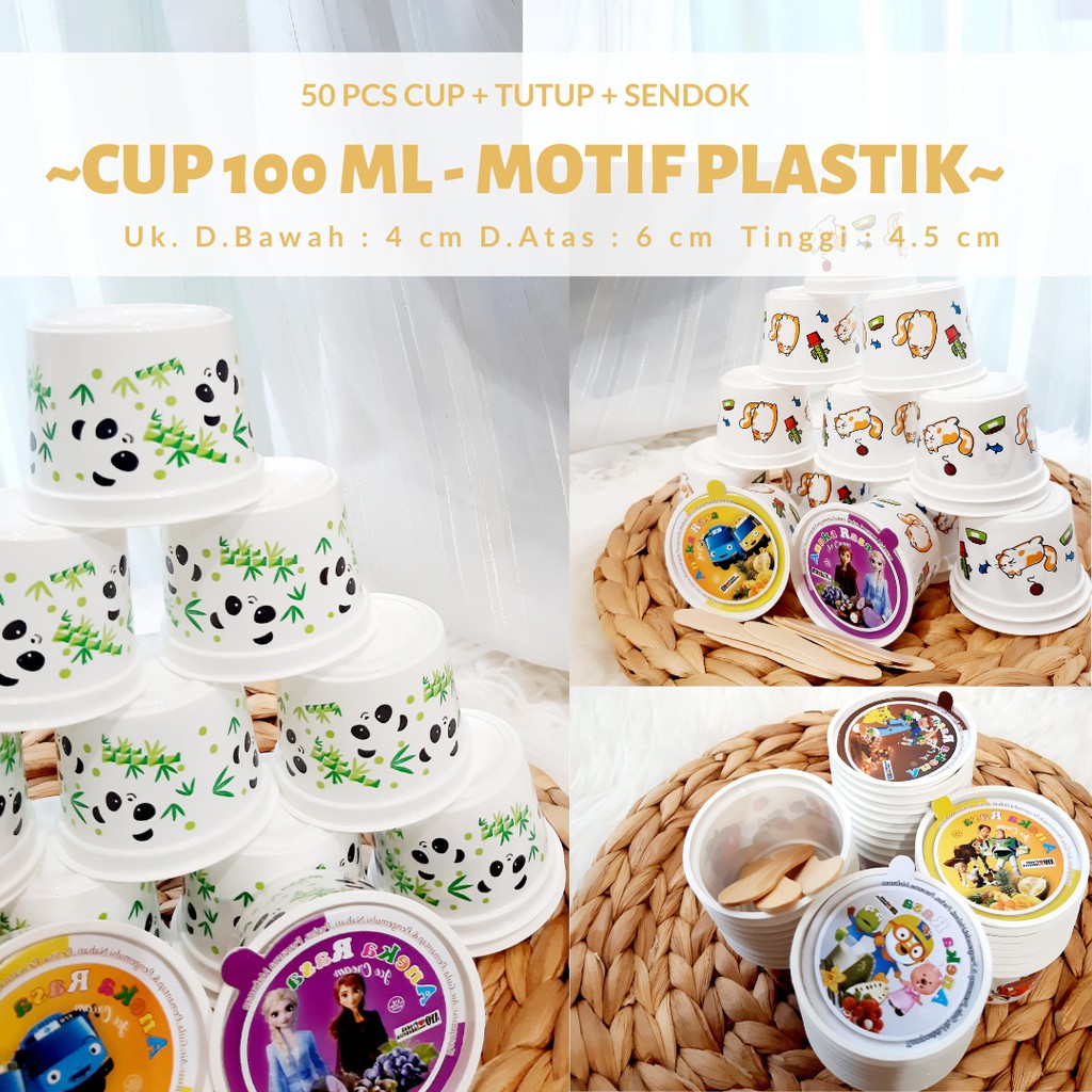 Jual Cup Es Krim Besar -Cup Ice Cream 60 Ml / Harga Cup Plastik Es ...
