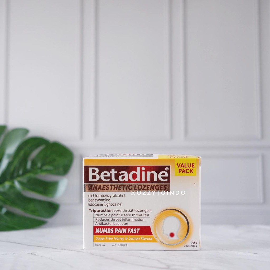 Jual Betadine Anaesthetic Lozenges Honey & Lemon Flavour 16 36 Pack ...