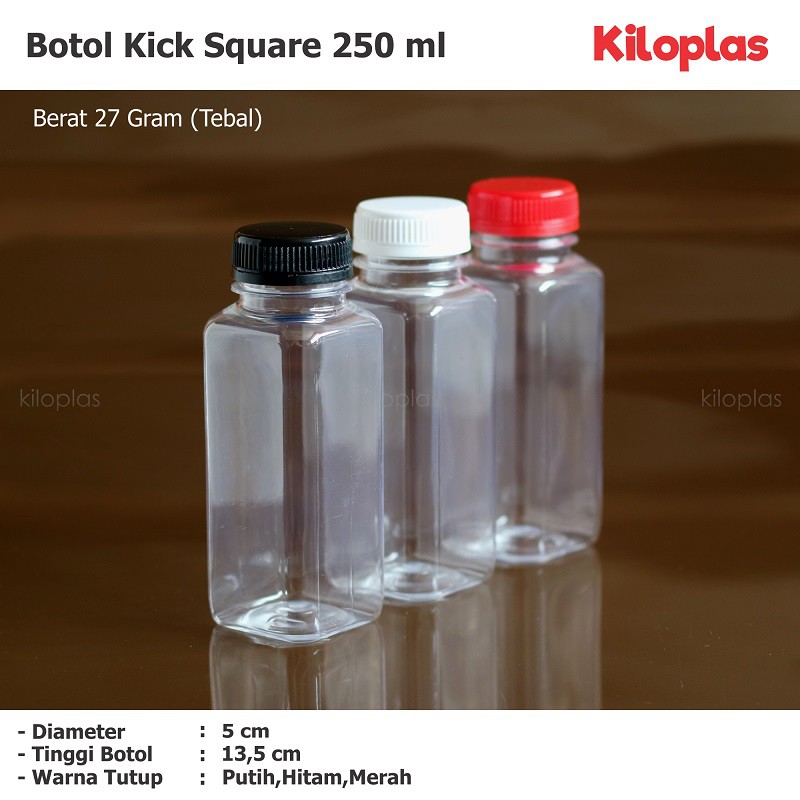 Jual Botol Plastik 250 ml / Botol Kick Square 250 ml - Tutup Segel ...