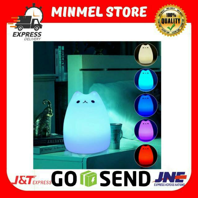 Jual LAMPU TIDUR LED BAHAN SILIKON MOTIF KUCING CAT 7 WARNA TOUCH LED ...
