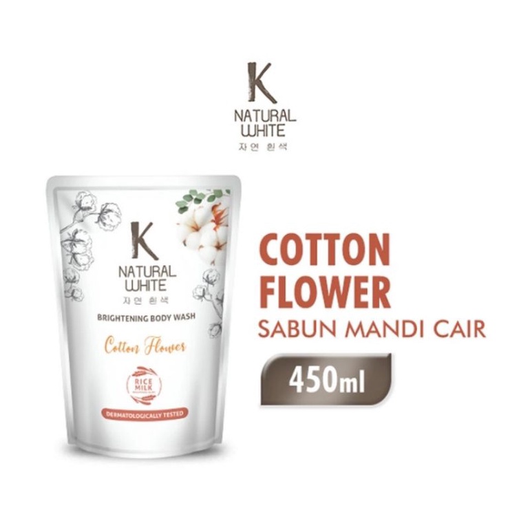 Jual K NATURAL WHITE Sabun Mandi Cair Cotton Flower Pouch 420ml ...