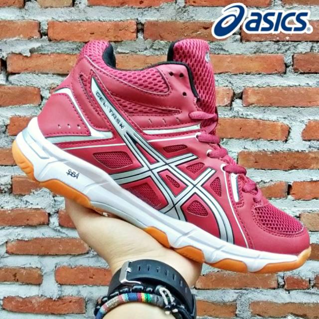 Jual Sepatu Asics Gel Task Original Basket Tenis Badminton Voli Merah ...