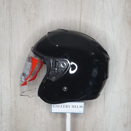 Jual KYT Kyoto R Solid Black Metalic / Helm Half Face / KYT Half Face ...