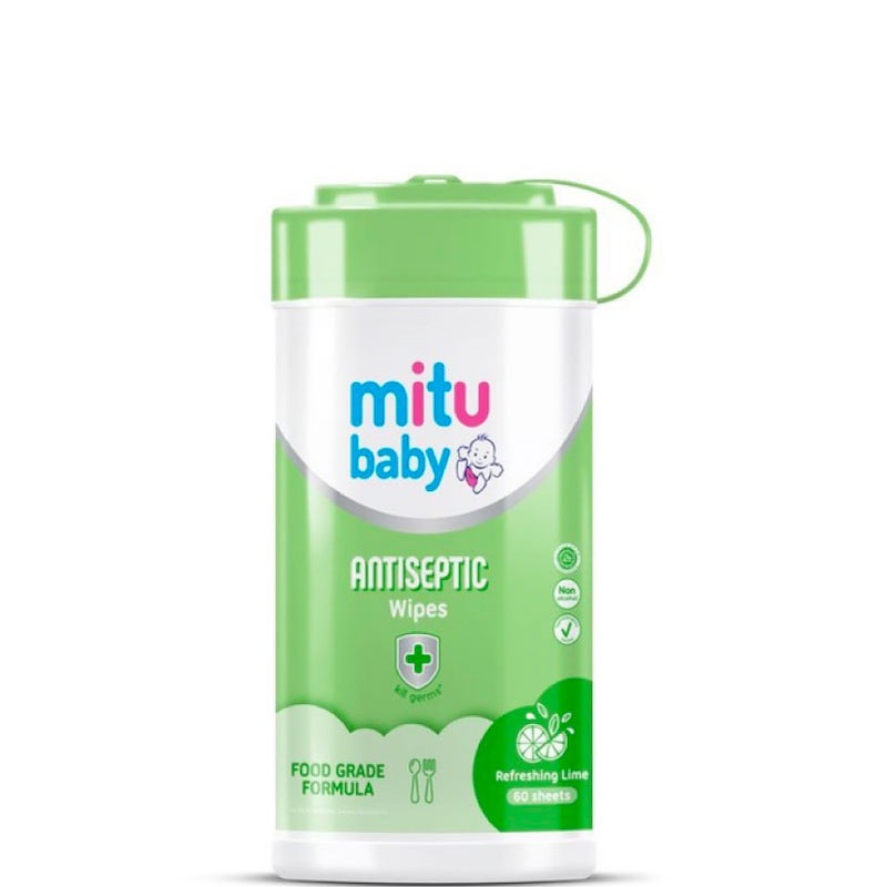 Jual Mitu Baby Antiseptic Wipes Refreshing Lime Oval Bottle 60'S - Tisu ...