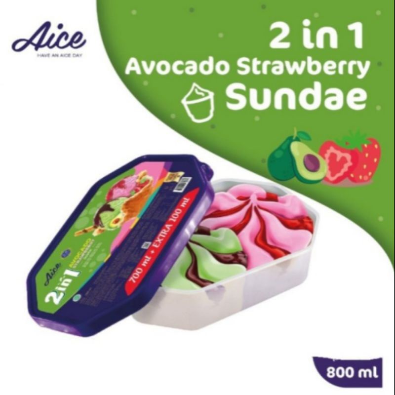 Jual Aice ice cream avocado strawberry 800ml | Shopee Indonesia