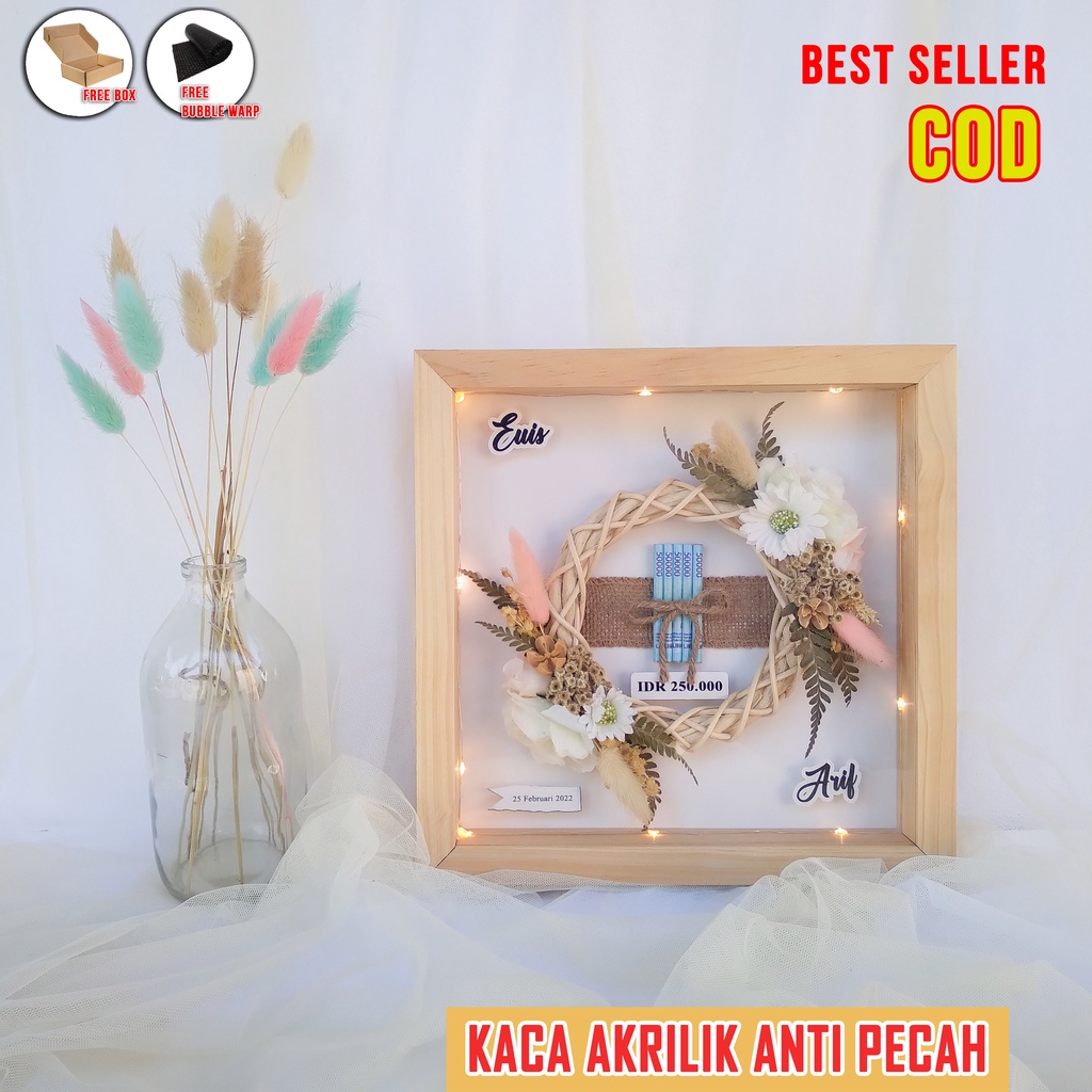 Jual Mahar pernikahan rustik bingkai kayu kaca anti pecah bahan akrilik ...