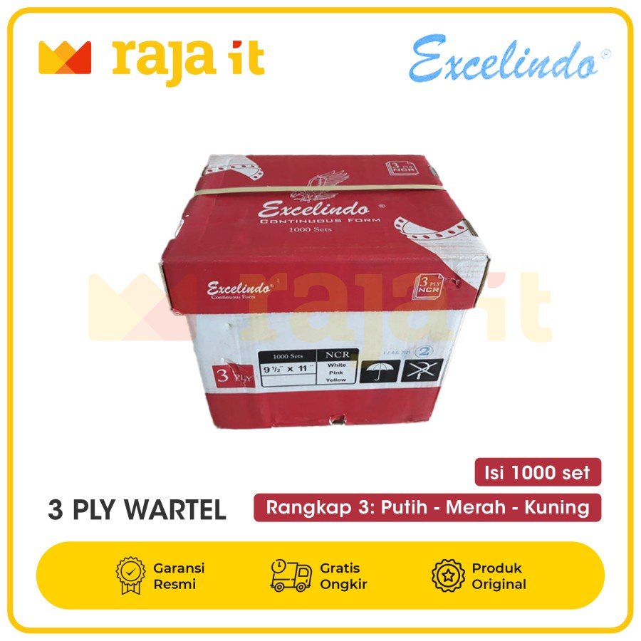 Jual EXCELINDO Continuous Form Paper 3 Ply Wartel 9.5x11 Bagi 4 Kertas ...