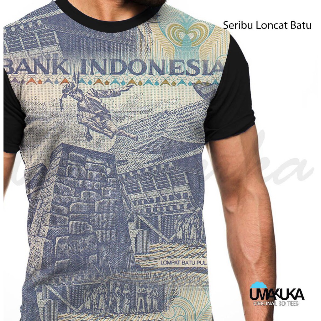 Jual baju tshirt kaos 3d keren dan unik gambar uang seribu rupiah lama ...