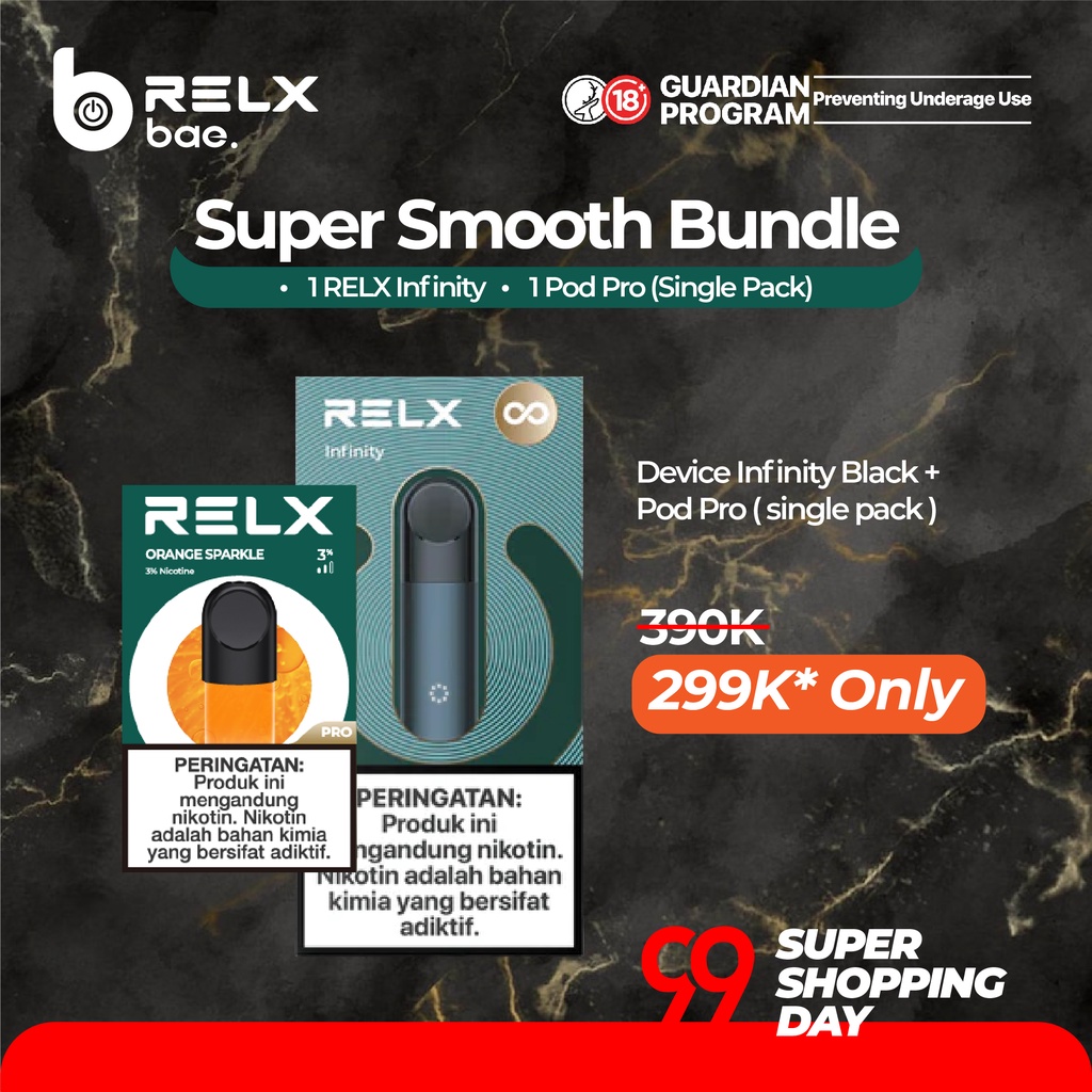 Jual RELX Bundle Infinity Black Device and Pod Pro ( Isi 1 Pod ...