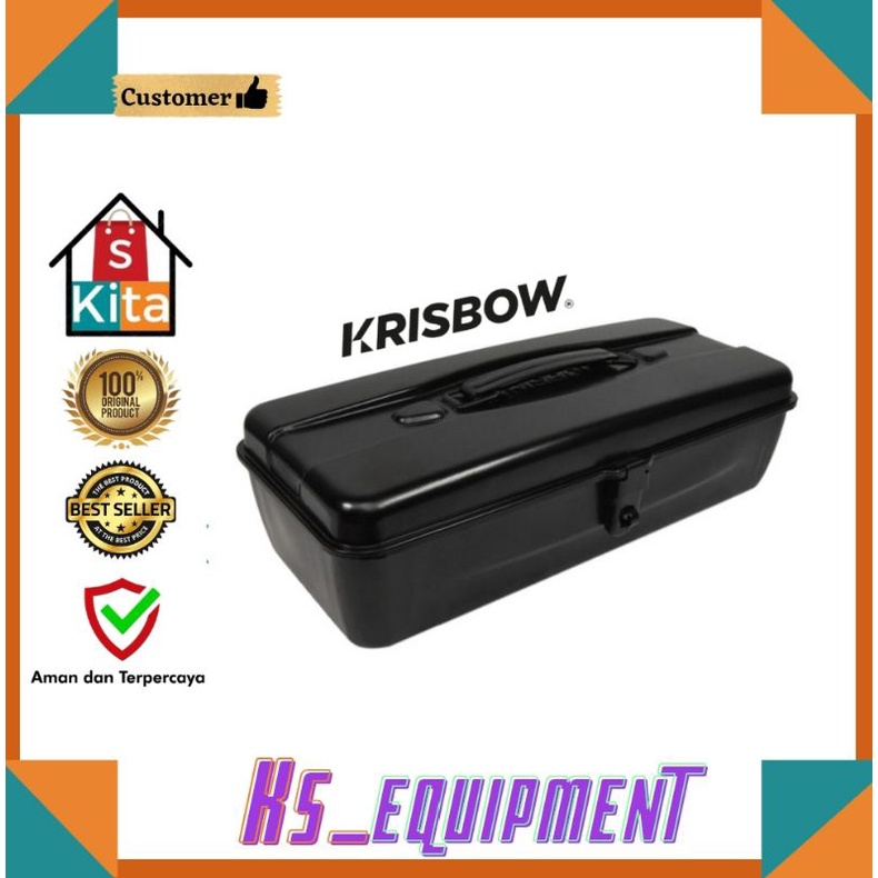 Jual Metal tool box Krisbow black & green/Kotak perkakas 38 x 16.5 x 11 ...