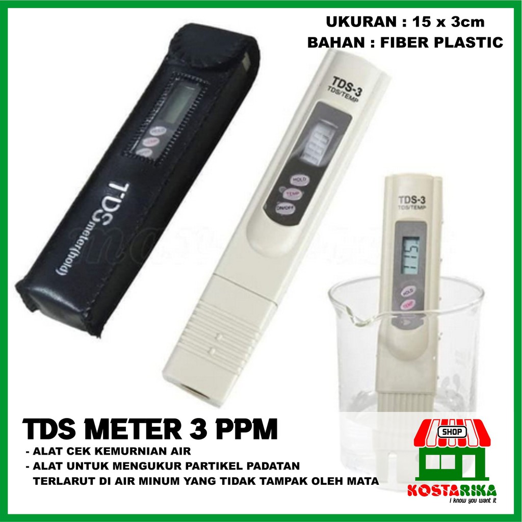 TDS Meter 3 Alat ukur kualitas air TDS-3 meter ppm Temp | Shopee Indonesia