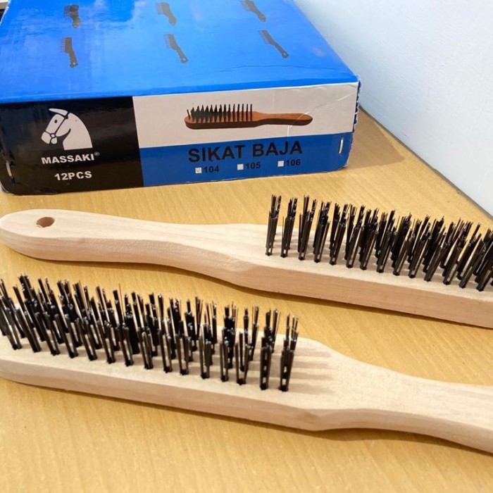 Jual SIKAT BAJA GAGANG KAYU / SIKAT KAWAT BAJA / BRUSH KAWAT 4 BARIS ...
