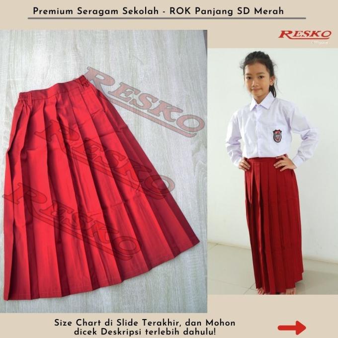 Jual ROK REMPEL PANJANG BAWAHAN SD MERAH - SERAGAM SEKOLAH RESKO ...