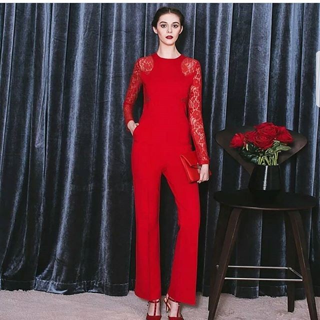 Jual Suitjumplay- Jumpsuit Scuba Mix Brukat Merah -Suitjumplay ...