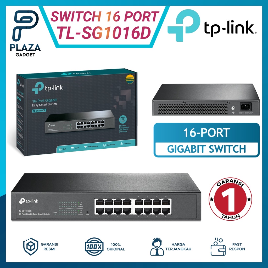 Jual TP-LINK TL-SG1016D TPLINK 16 Port Gigabit Desktop/Rackmount Switch Hub | Shopee Indonesia