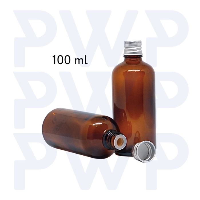 Jual Botol Kaca Amber 100ml - Tutup Aluminium | Shopee Indonesia