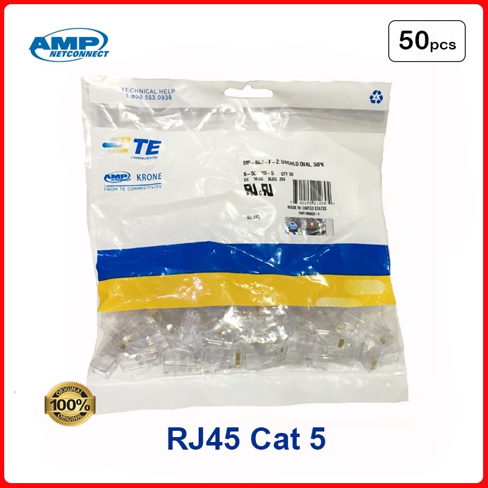 Jual Conector RJ45 Cat5 AMP Ori isi 50pcs RJ 45 CAT 5 AMP RJ45 AMP CAT5 ...