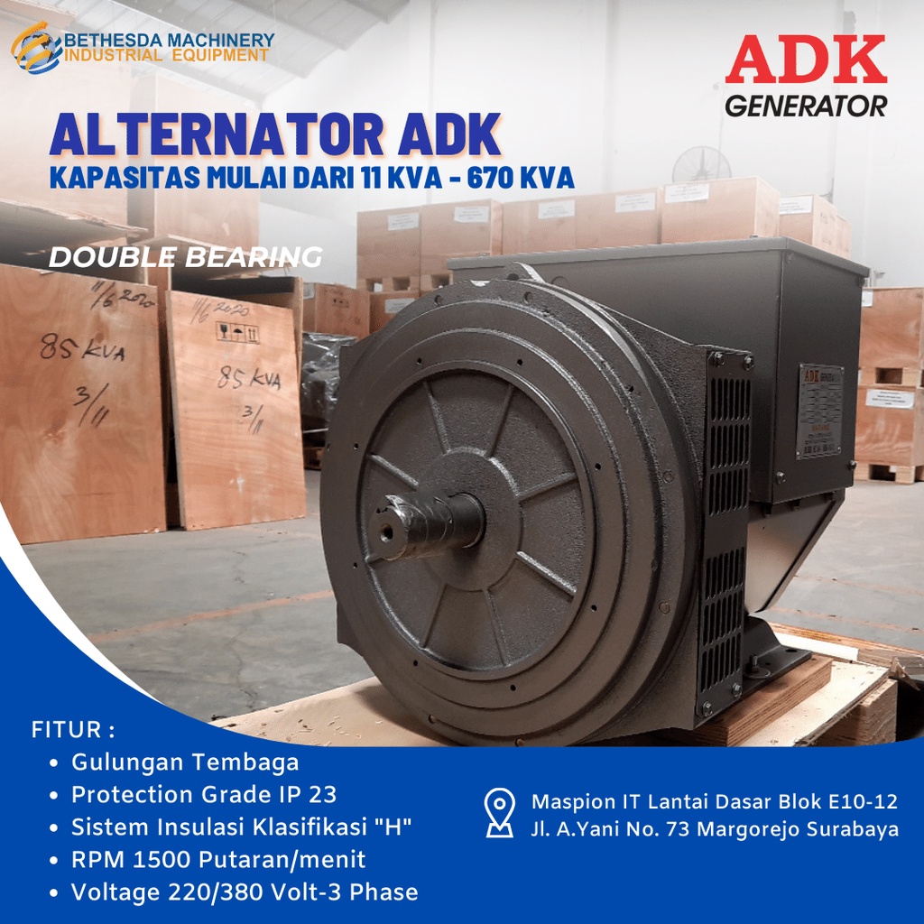 Jual ADK Generator 11 16 22 27 31 40 50 60 85 100 KVA Double Bearing ...