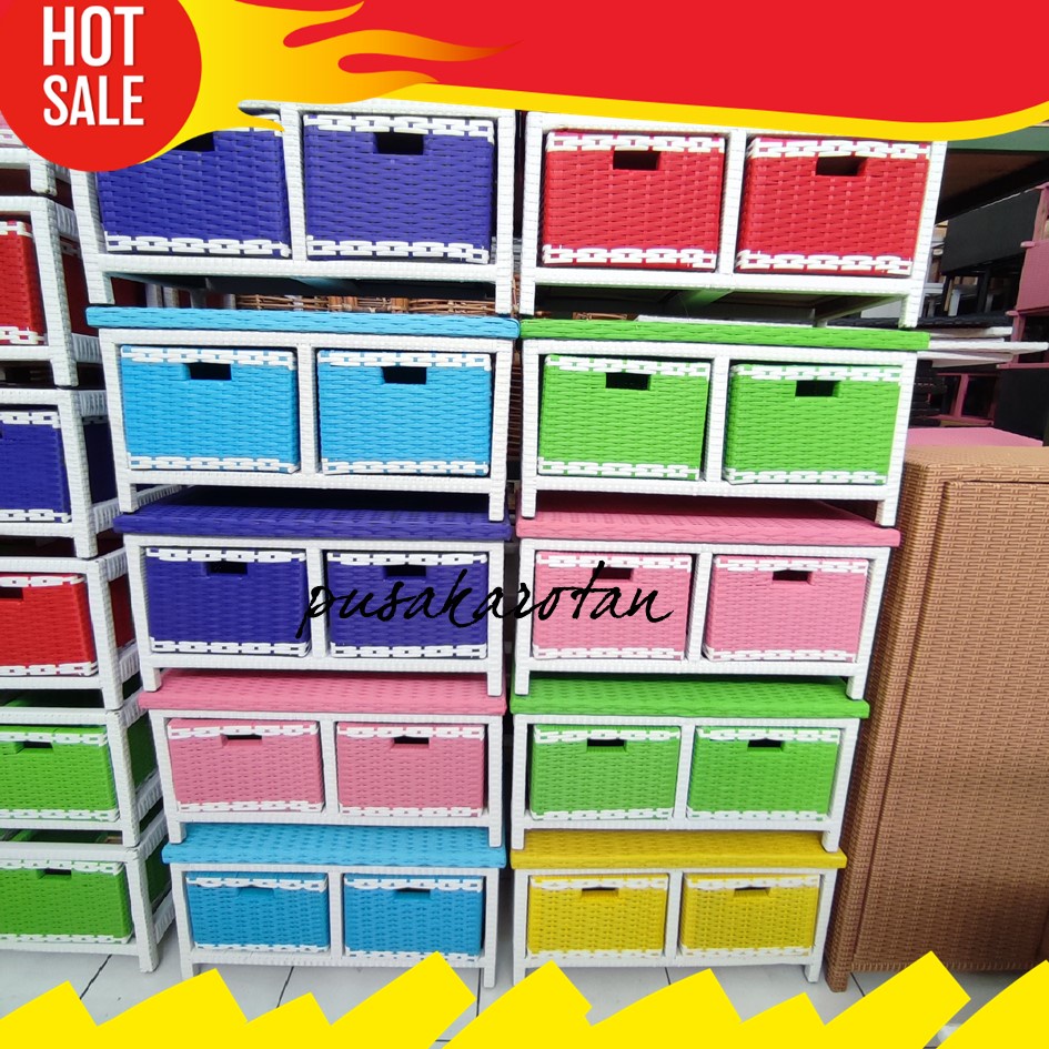 Jual Rak Laci Susun 2 Samping Lemari Rotan Sintetis Ukuran Minimalis ...