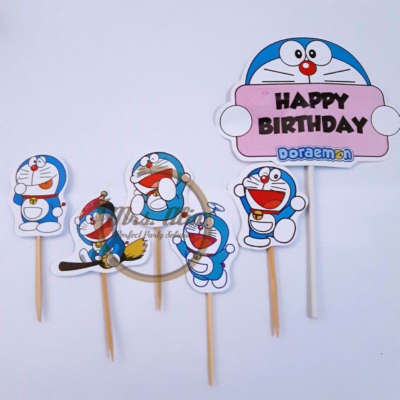 Jual Topper cake Doraemon / Topper Cup Cake / Hiasan Kue Ulang Tahun ...